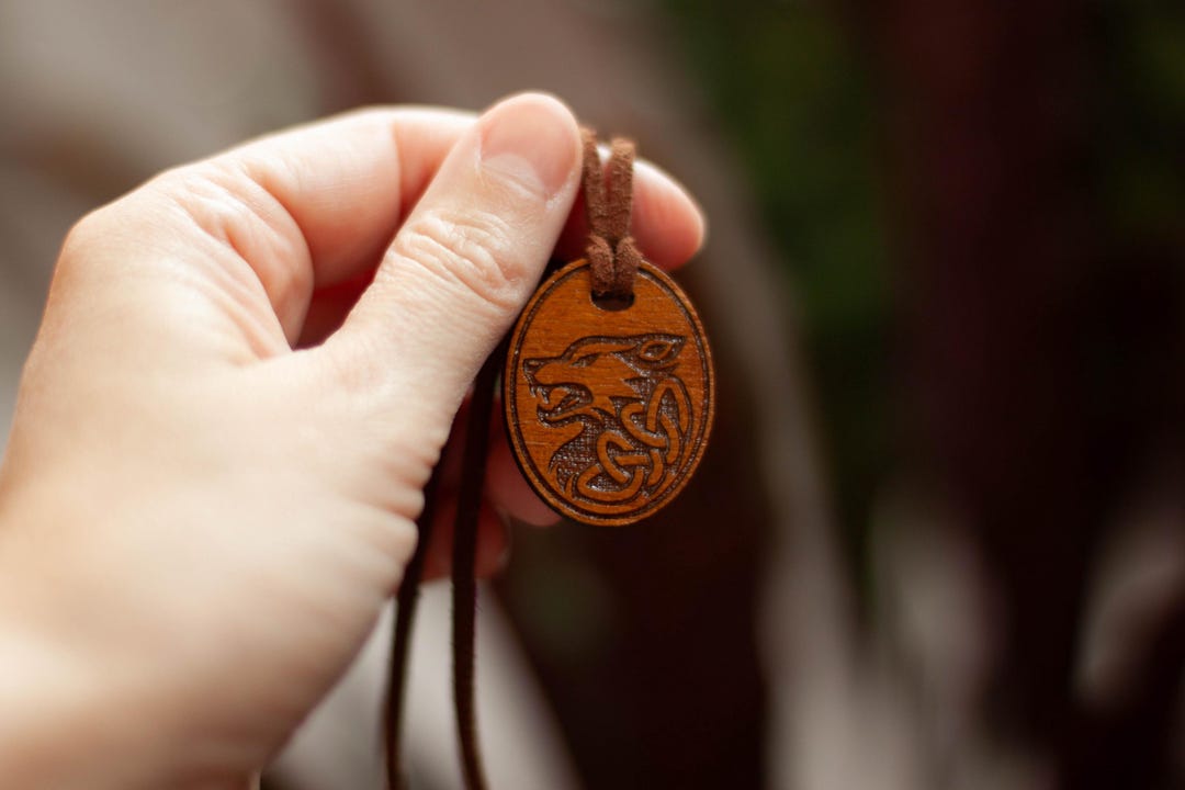 Celtic Wolf Medallion, Nordic Man's Necklace, Engraved Viking Talisman ...