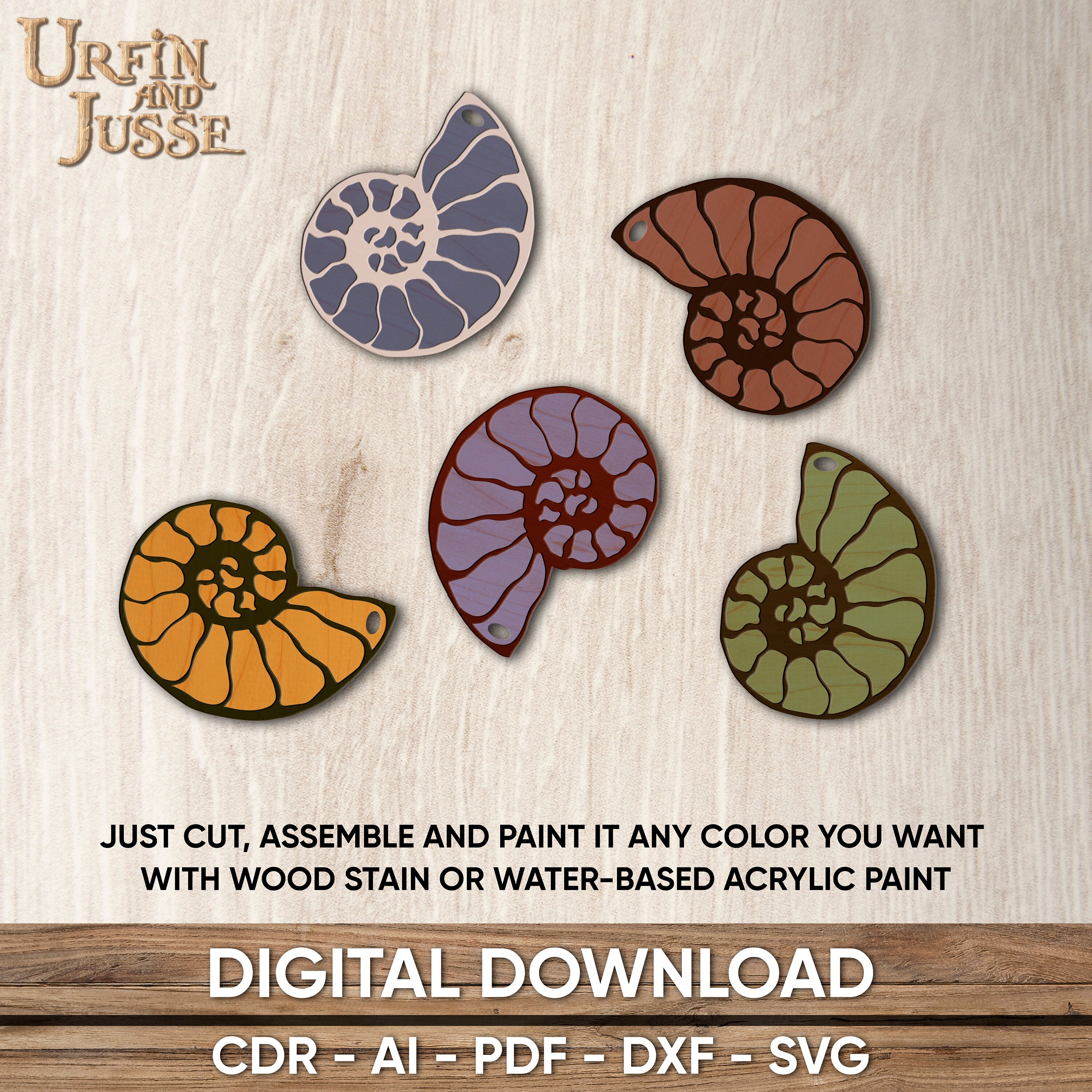 Ammonite Pendant Design for Cutting Project, Wooden Engraved Jewelry ...