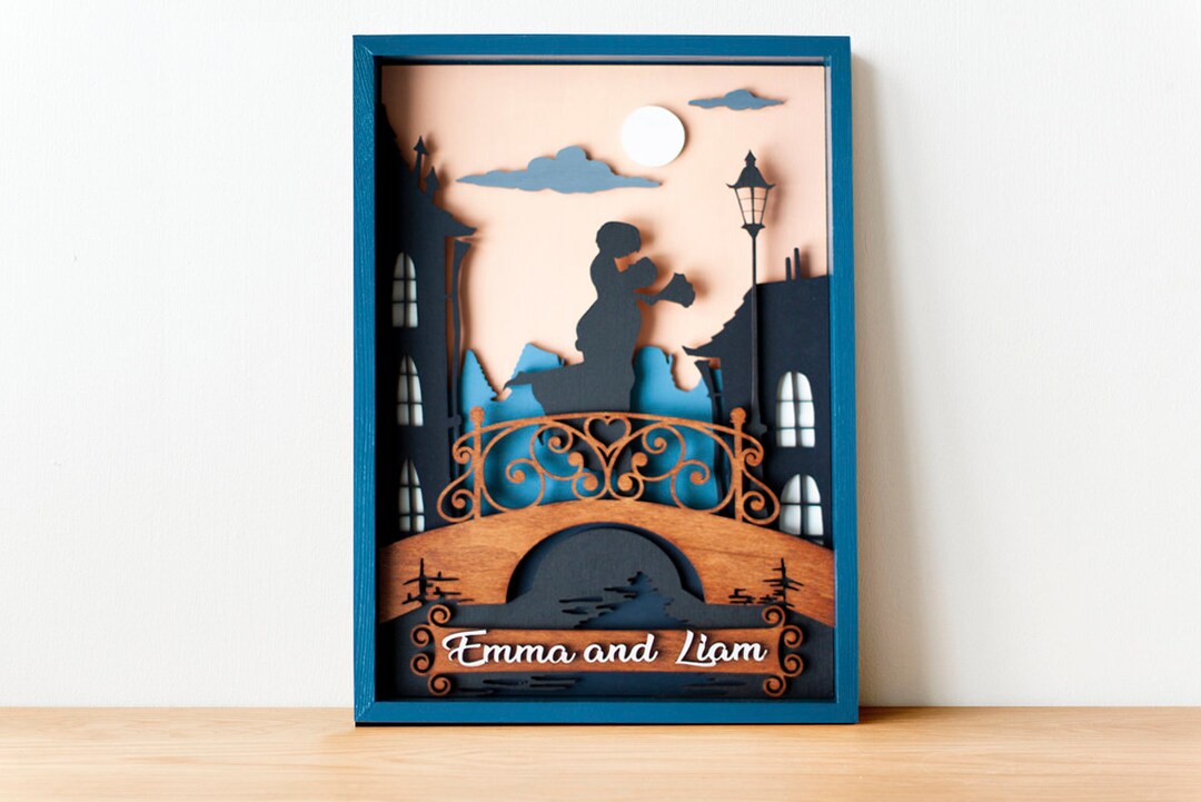 Custom Wedding Shadow Box, Bridal Shower Gift for Couple, Wooden ...