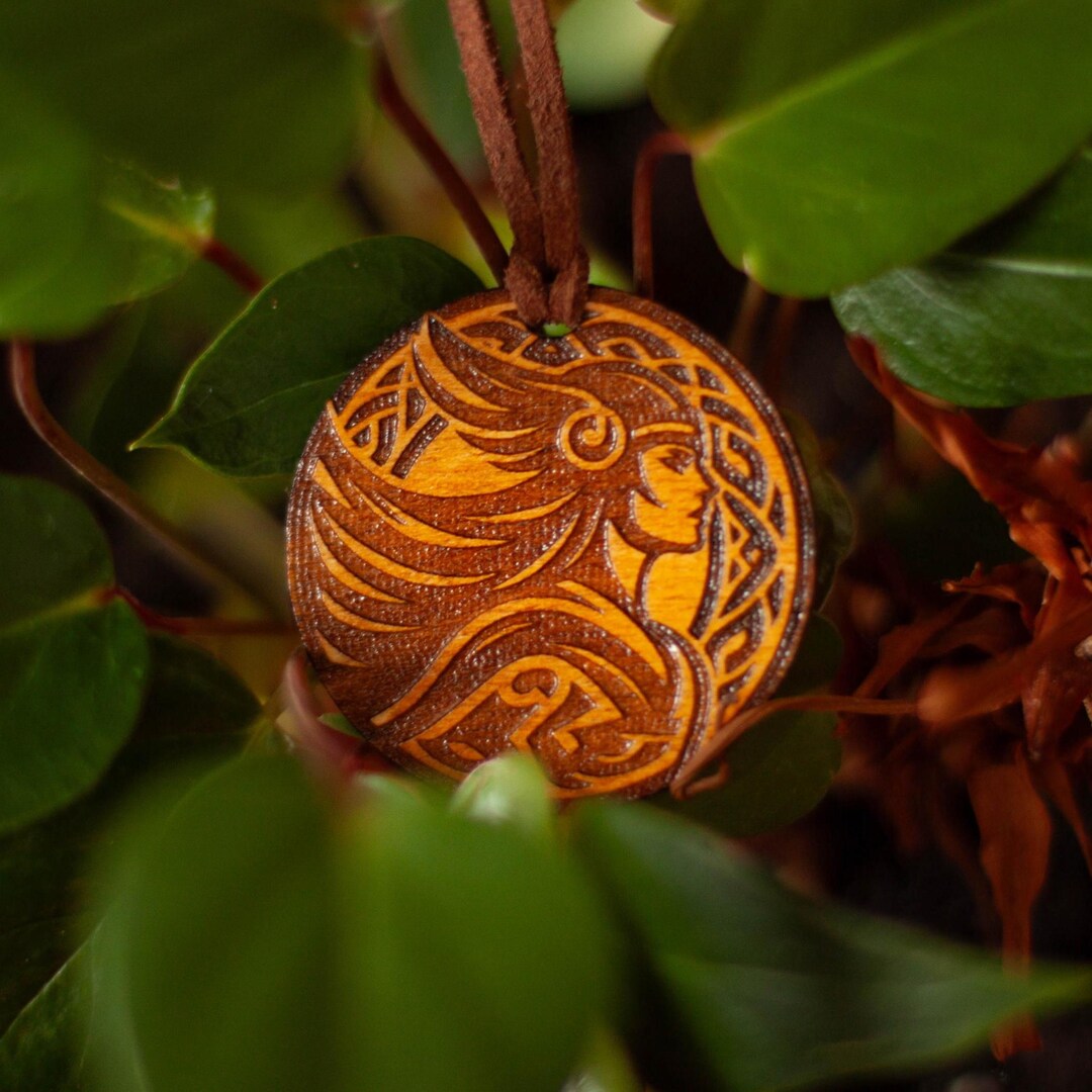 Wooden Valkyrie Pendant, Norse Pagan Necklace, Viking Amulet ...