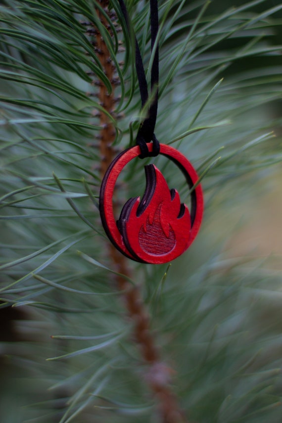 Four Elements Jewelry Fire Tribe Wooden Pendant Wooden Flame | Etsy