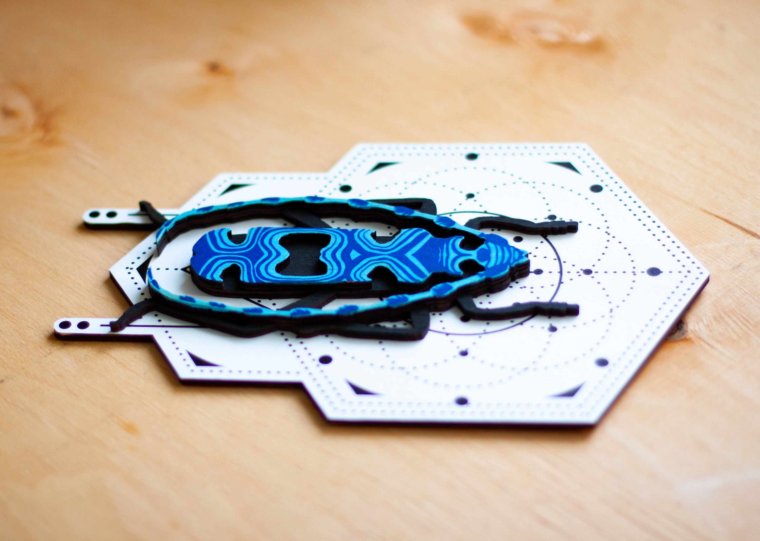 Blue Longhorn Beetle, Plywood Layered Art, Harmless Entomology ...