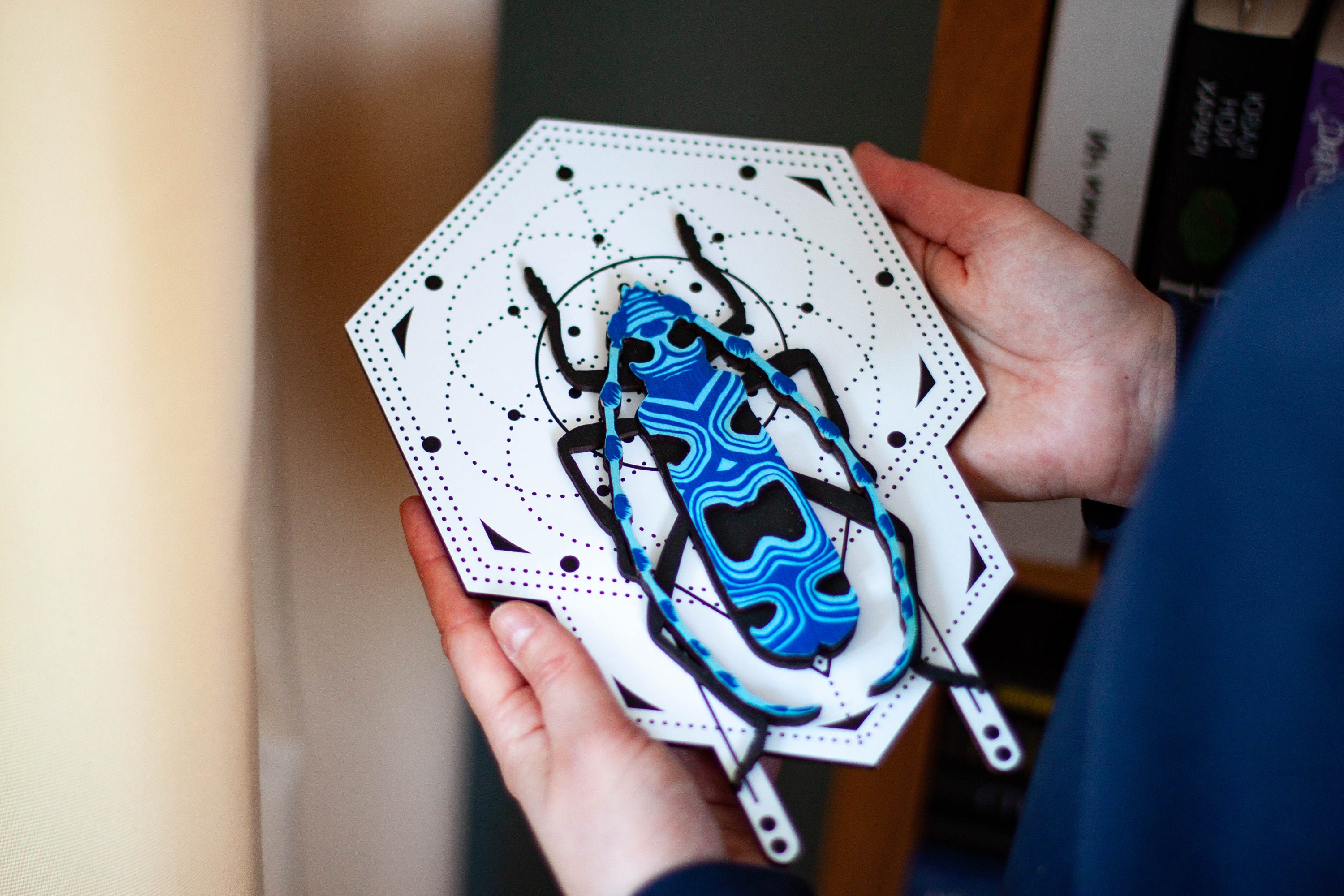 Blue Longhorn Beetle, Plywood Layered Art, Harmless Entomology ...