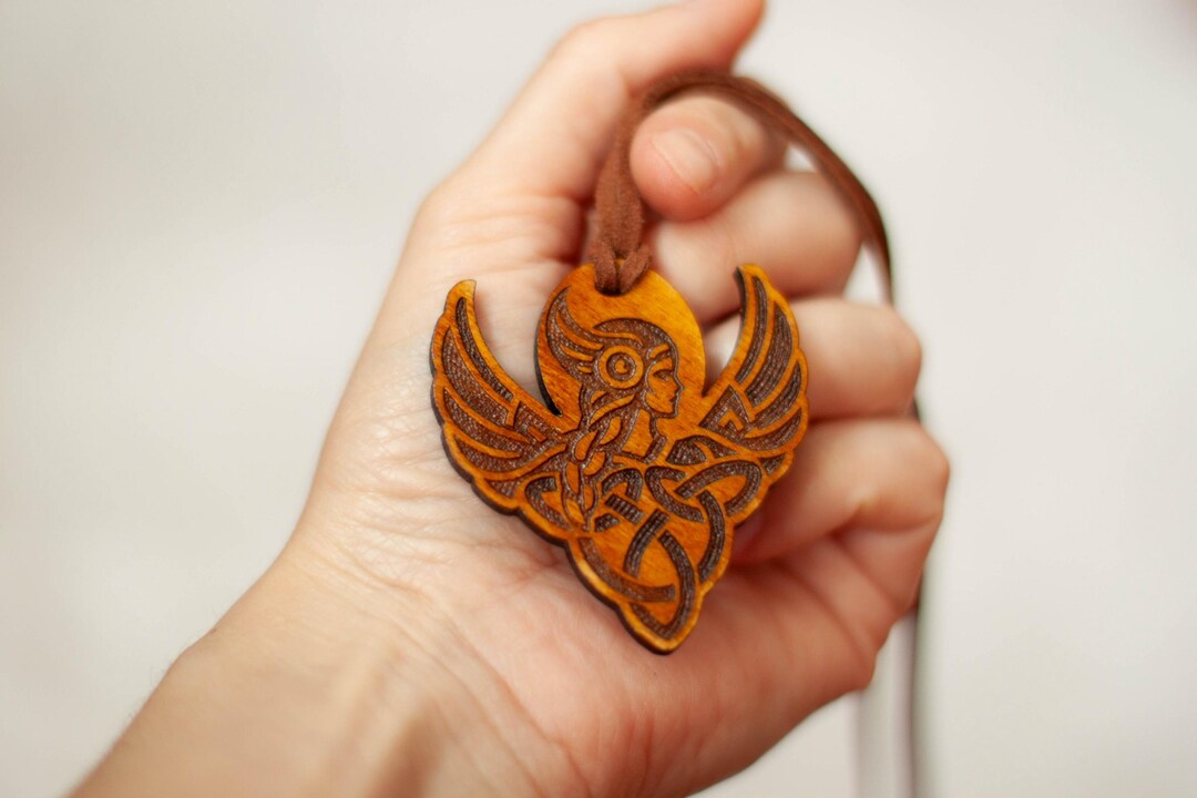 Valkyrie Wooden Necklace, Nordic Woman Pendant, Shieldmaiden Gift ...