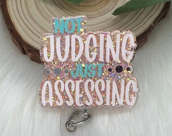 Not Judging Just Assessing Retractable Badge Reel - Etsy