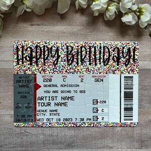 Birthday Concert Ticket Reveal Puzzle Concert Ticket-concert - Etsy