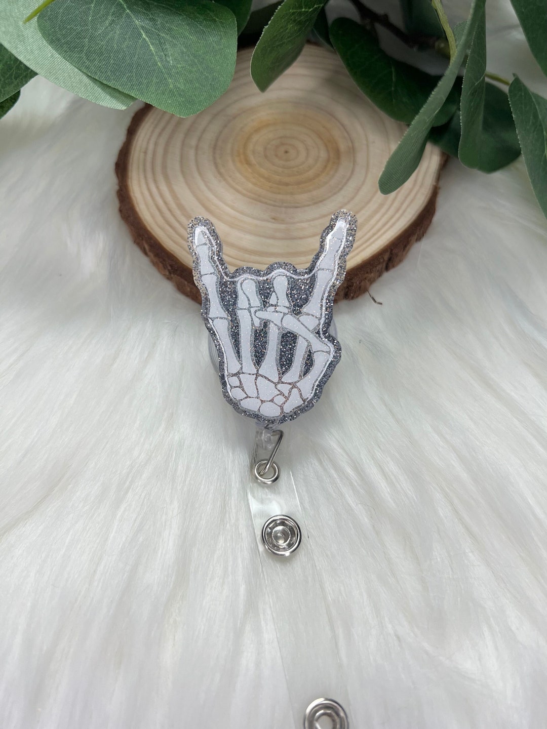 Rock Skeleton Badge Reel--halloween Badge Reel-nurse Badge Reel-fall ...