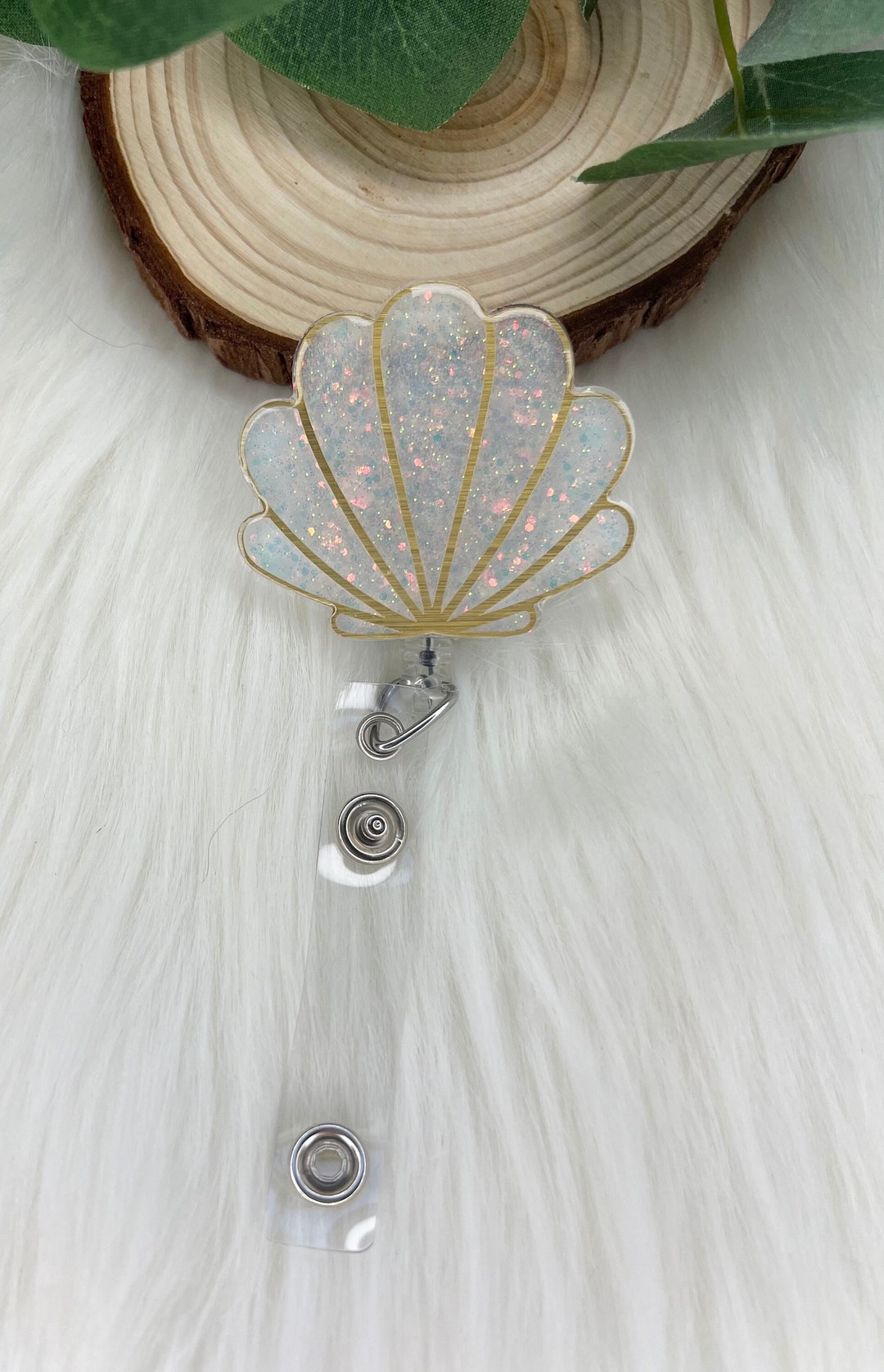 Summer Seashell Badge Reel--clamshell Badge Reel-summer Badge Reel ...