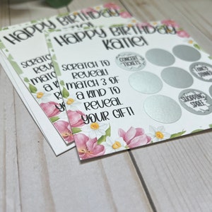 Floral Scratch and Match Card-- Concert Ticket-custom Concert-concert ...