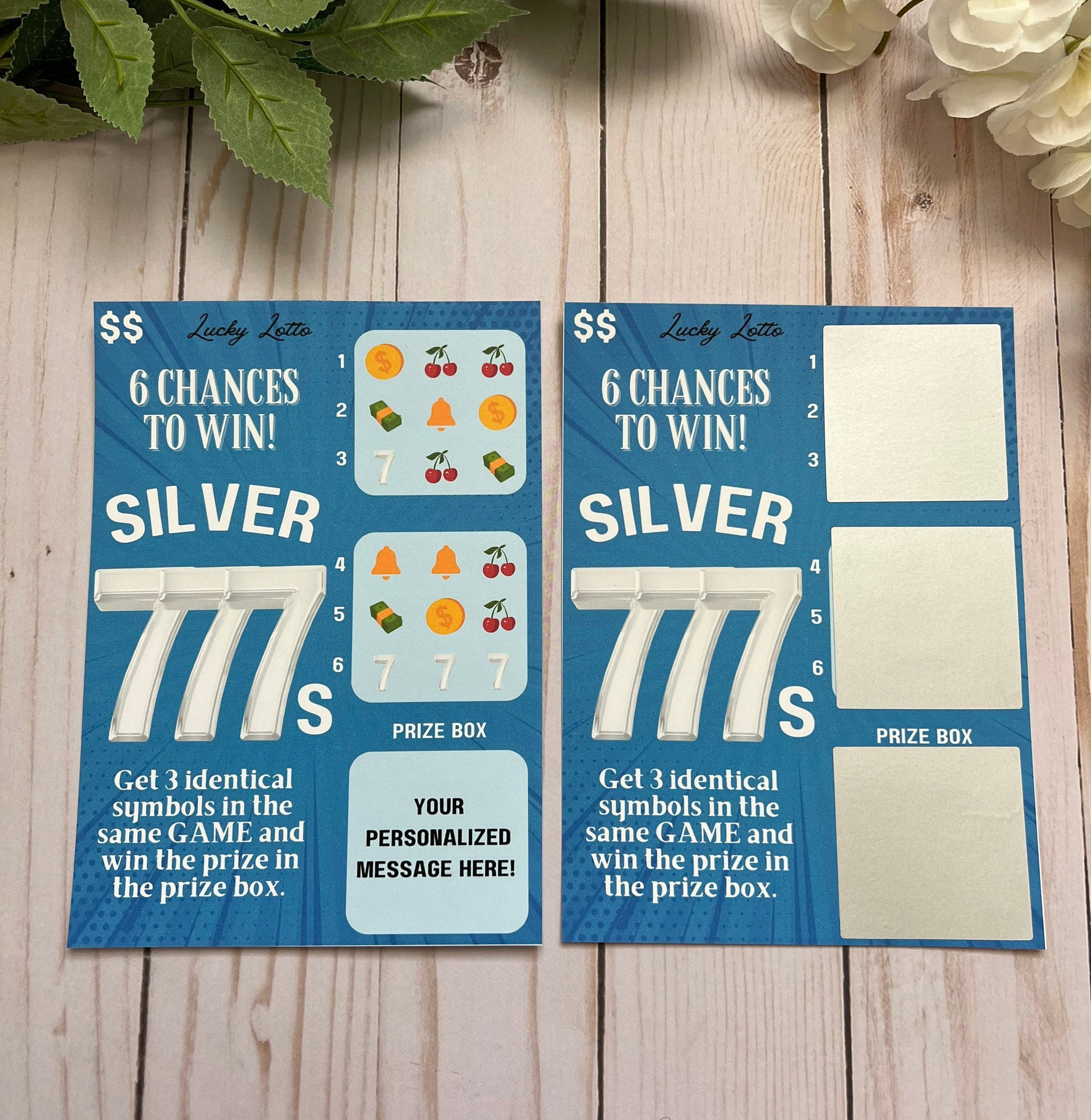 Silver Sevens Scratch Ticket-- Scratch Card-scratch off Card-secret ...