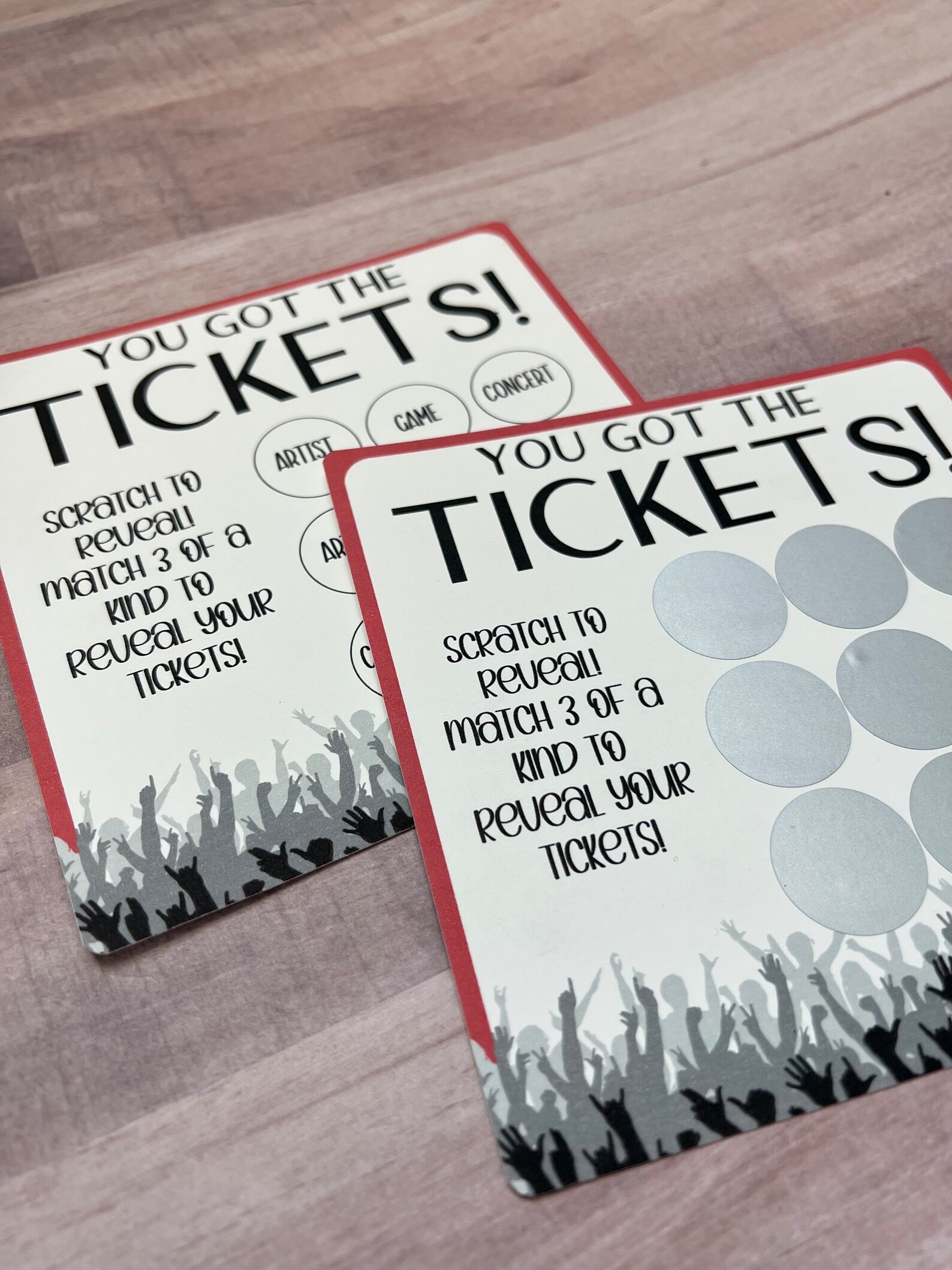 Ticket Scratch and Match Card-- Concert Ticket-custom Concert-concert ...