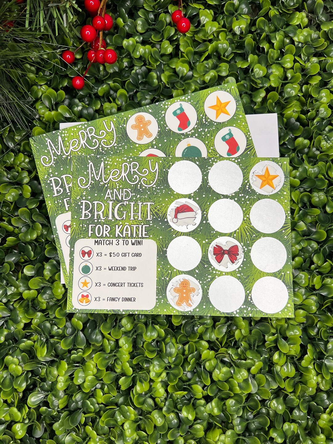 Green Christmas Tree Scratch and Match Symbol Card-- Concert Ticket ...