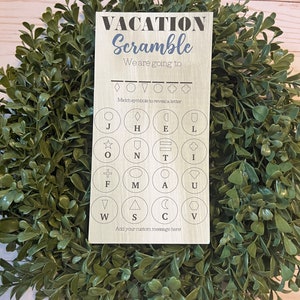 Vacation Scramble Scratch Ticket-- Vacation Reveal-custom Vacation-trip ...