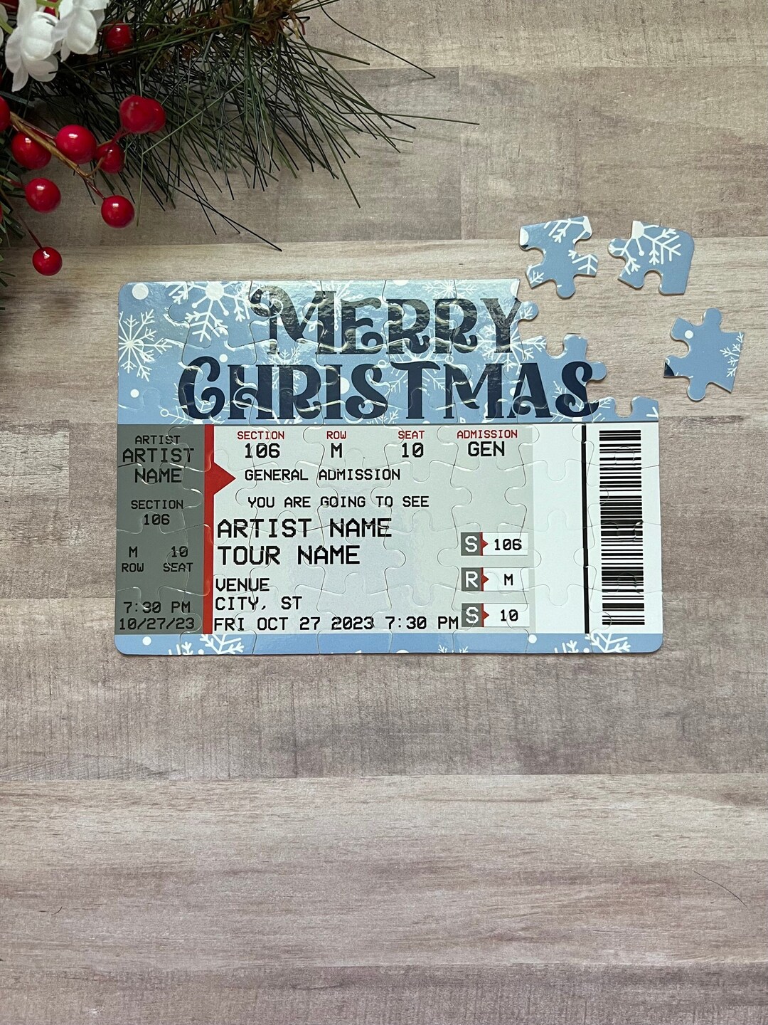 Snow Concert Ticket Reveal Puzzle-- Concert Ticket-concert Ticket Gift ...