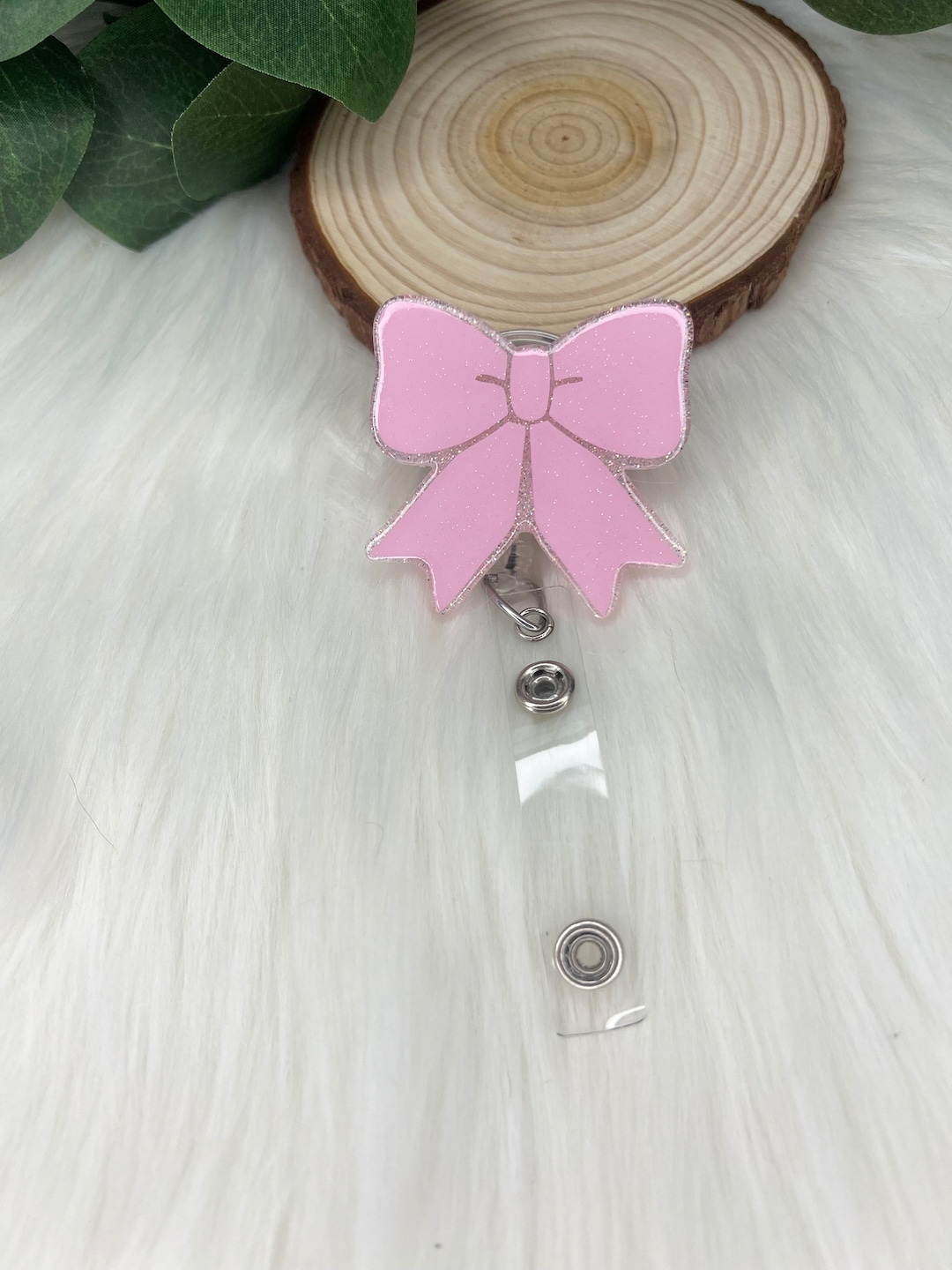 Pink Bow Badge Reelcoquette Badge Reel-girly Badge Reel-pearl Badge ...