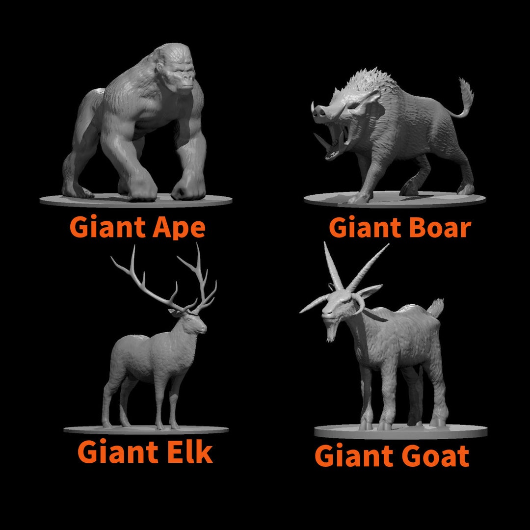 Giant Minis for D&d ape Boar Elk Hyena Lizard Octopus - Etsy
