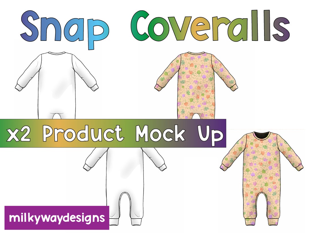 2x Product Mock up Template Snap Crotch Coveralls PNG Canva Etc - Etsy