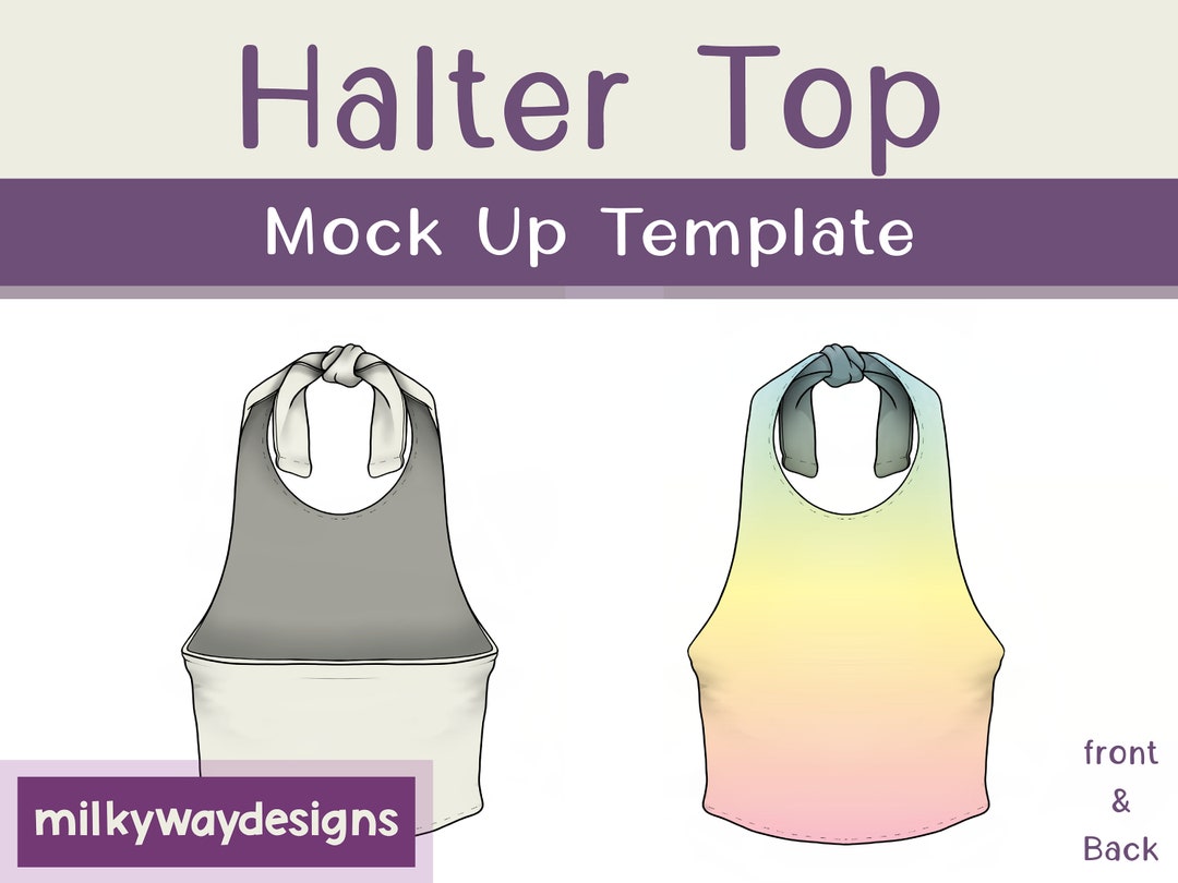 Product Mock up Template Halter Top With Tie 2 Views PNG Canva Etc - Etsy