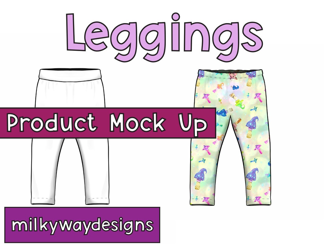 2x Product Mock up Template Leggings Elastic and Yoga Waist Options PNG ...