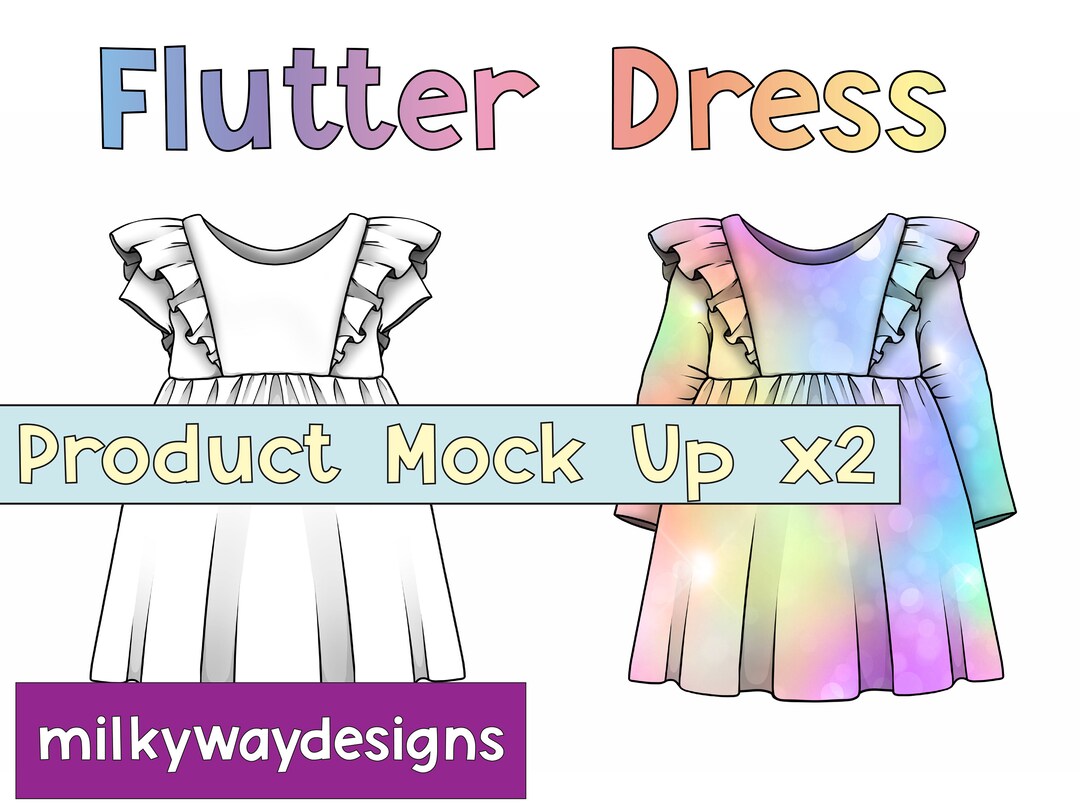 X2 Product Mock up Templates Flutter Dresses With Long and Short ...