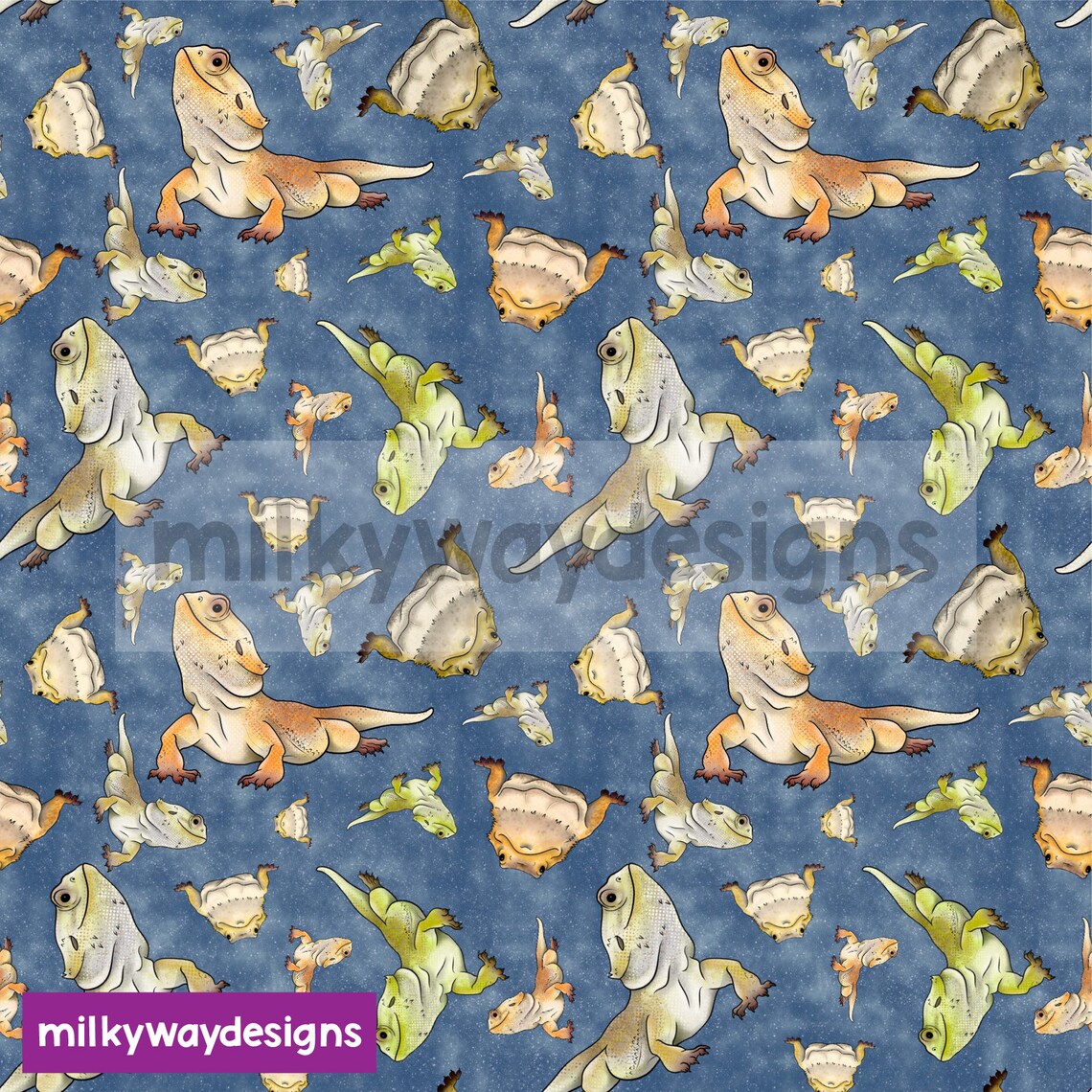 Bearded Dragon Lizards Seamless Print Design Digital - Etsy
