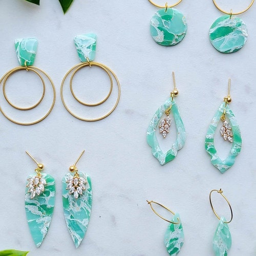 Jade Collection Polymer Clay and Brass Earrings - Etsy