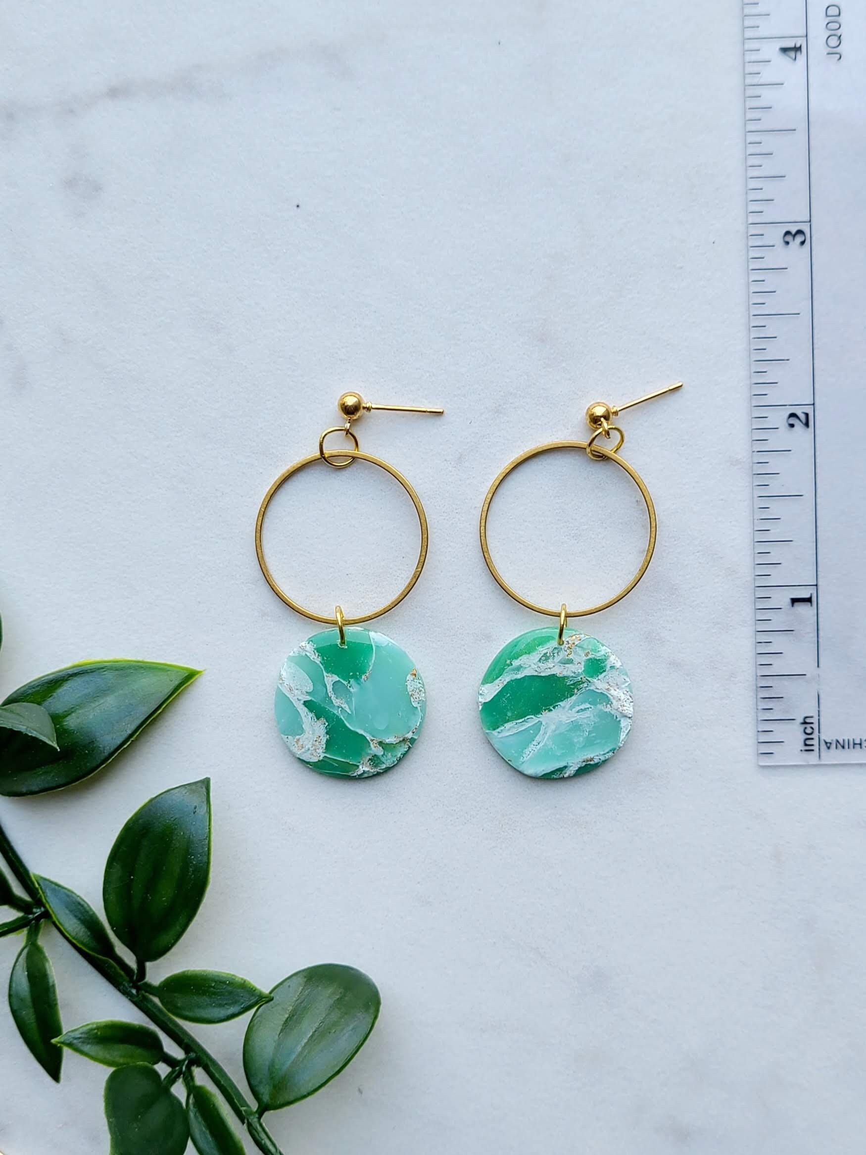 Jade Collection Polymer Clay and Brass Earrings - Etsy
