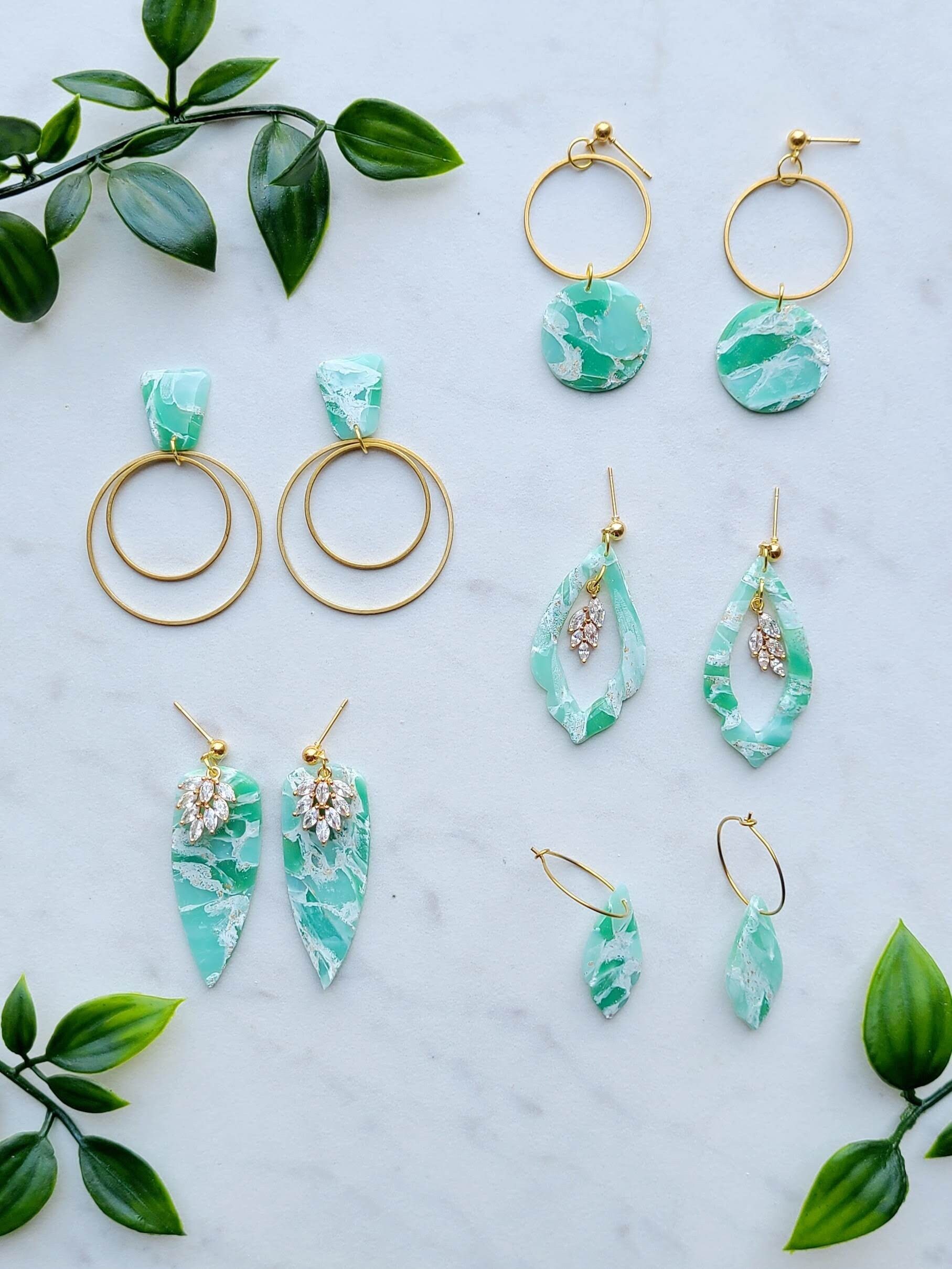 Jade Collection Polymer Clay and Brass Earrings - Etsy