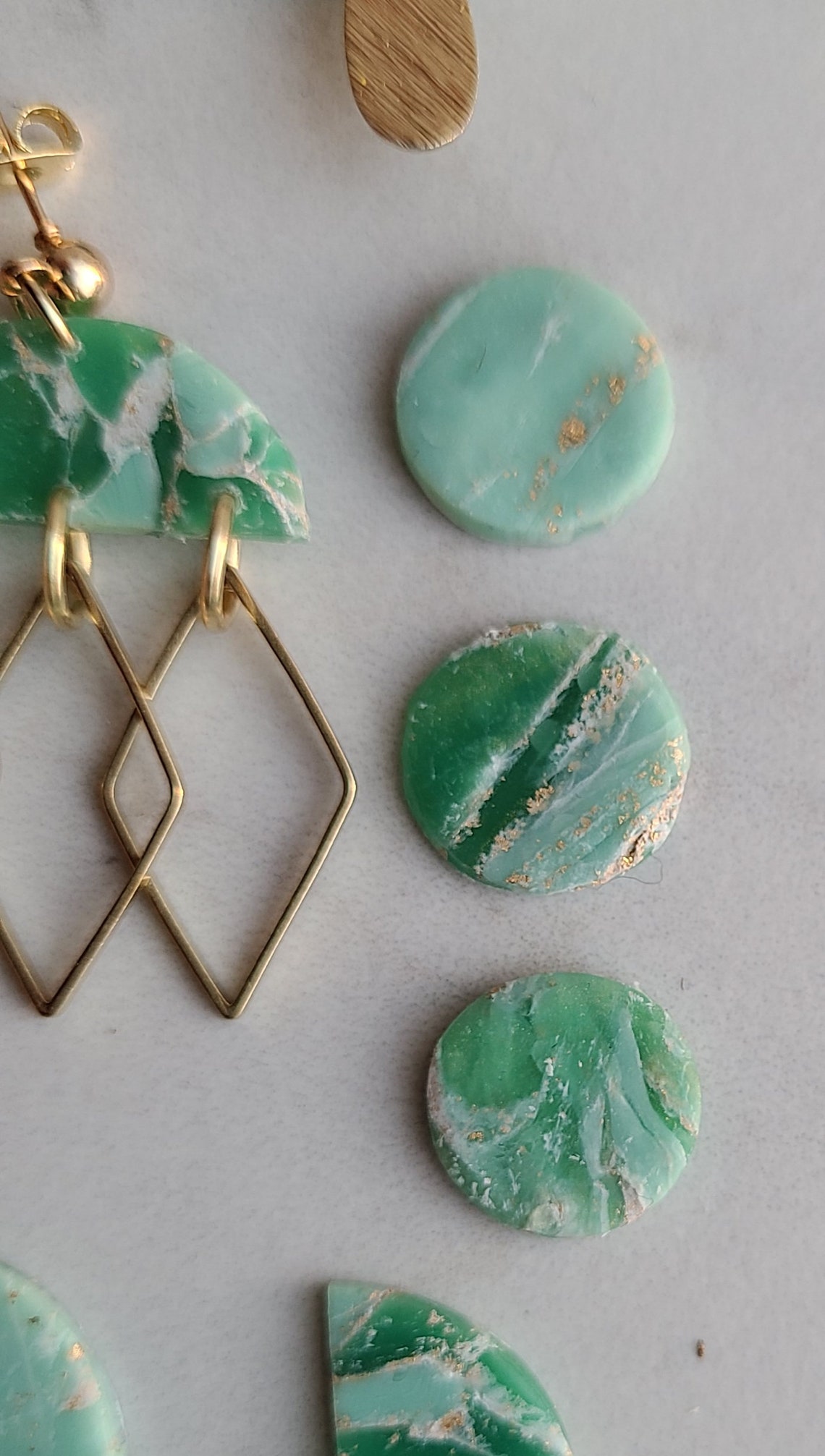 Jade Collection Polymer Clay and Brass Earrings Arches | Etsy