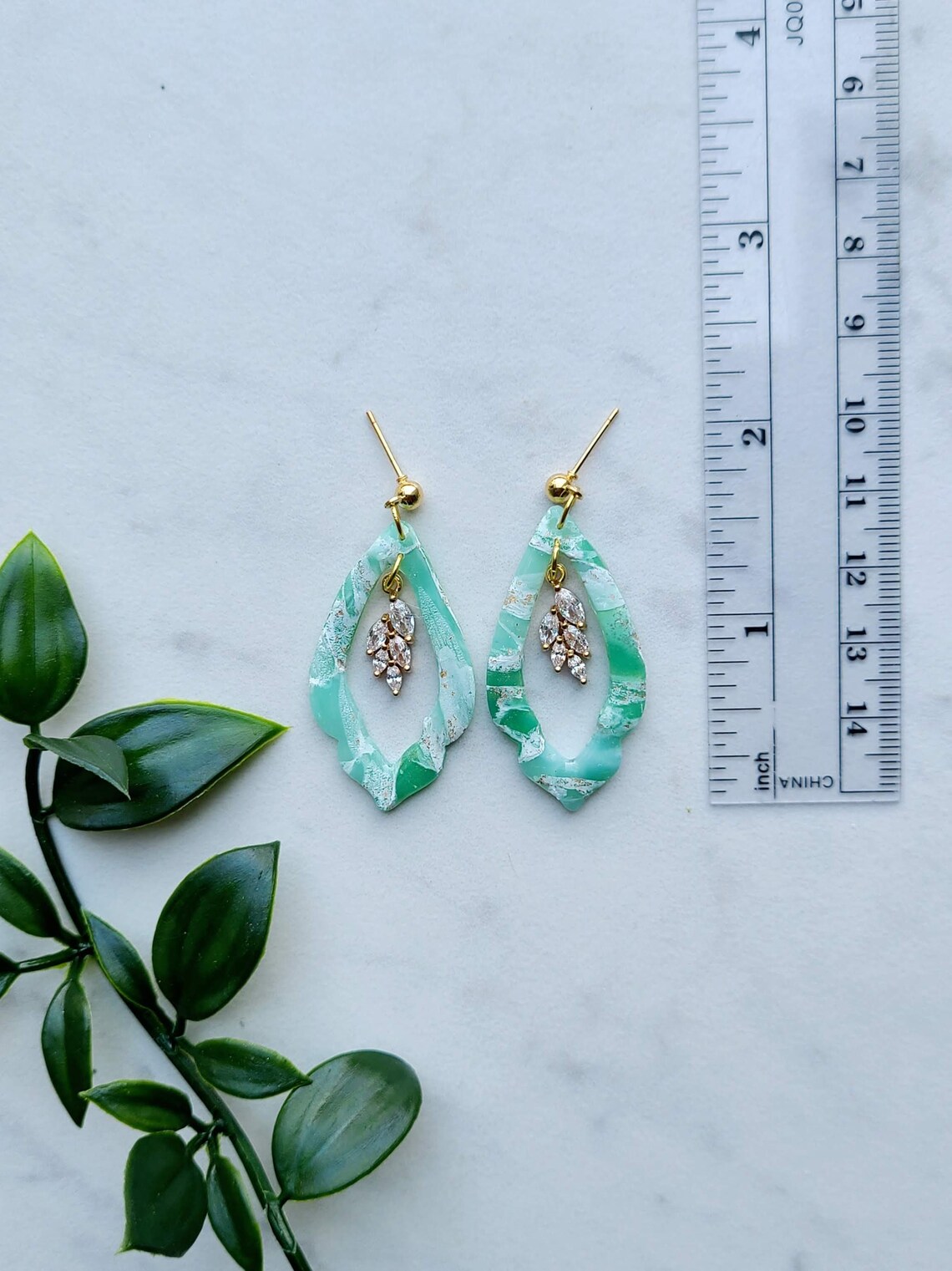 Jade Collection Polymer Clay and Brass Earrings - Etsy