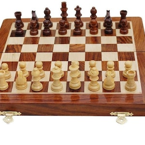 Folding Wooden Magnetic Travel Chess Set With a Premium Quality / Hand ...