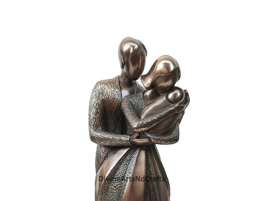 Bonded Bronze Couple and Baby Statue 23 Cm Happy Family - Etsy