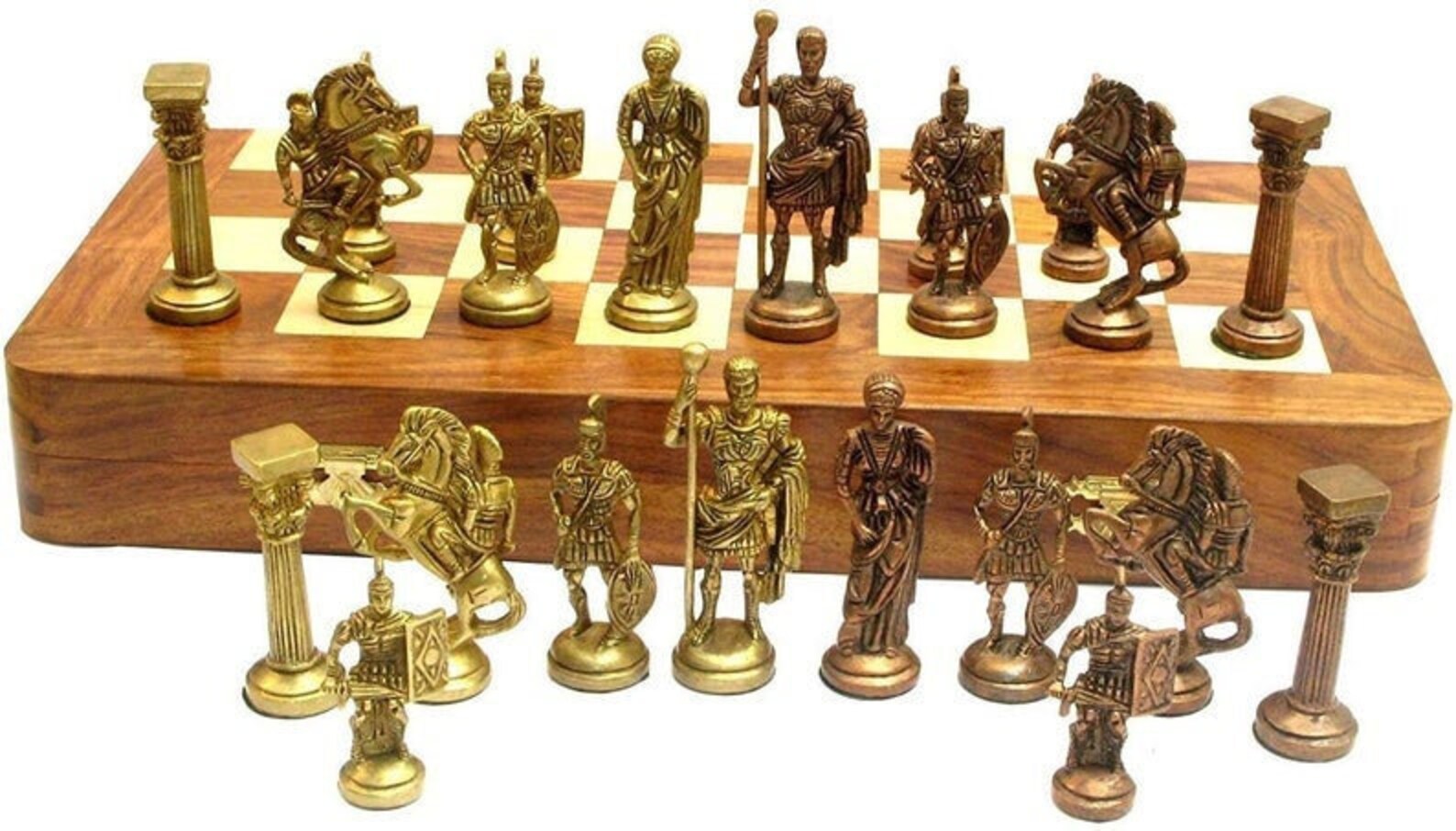 18 Roman Style Wooden Folding Chess Set With Brass - Etsy