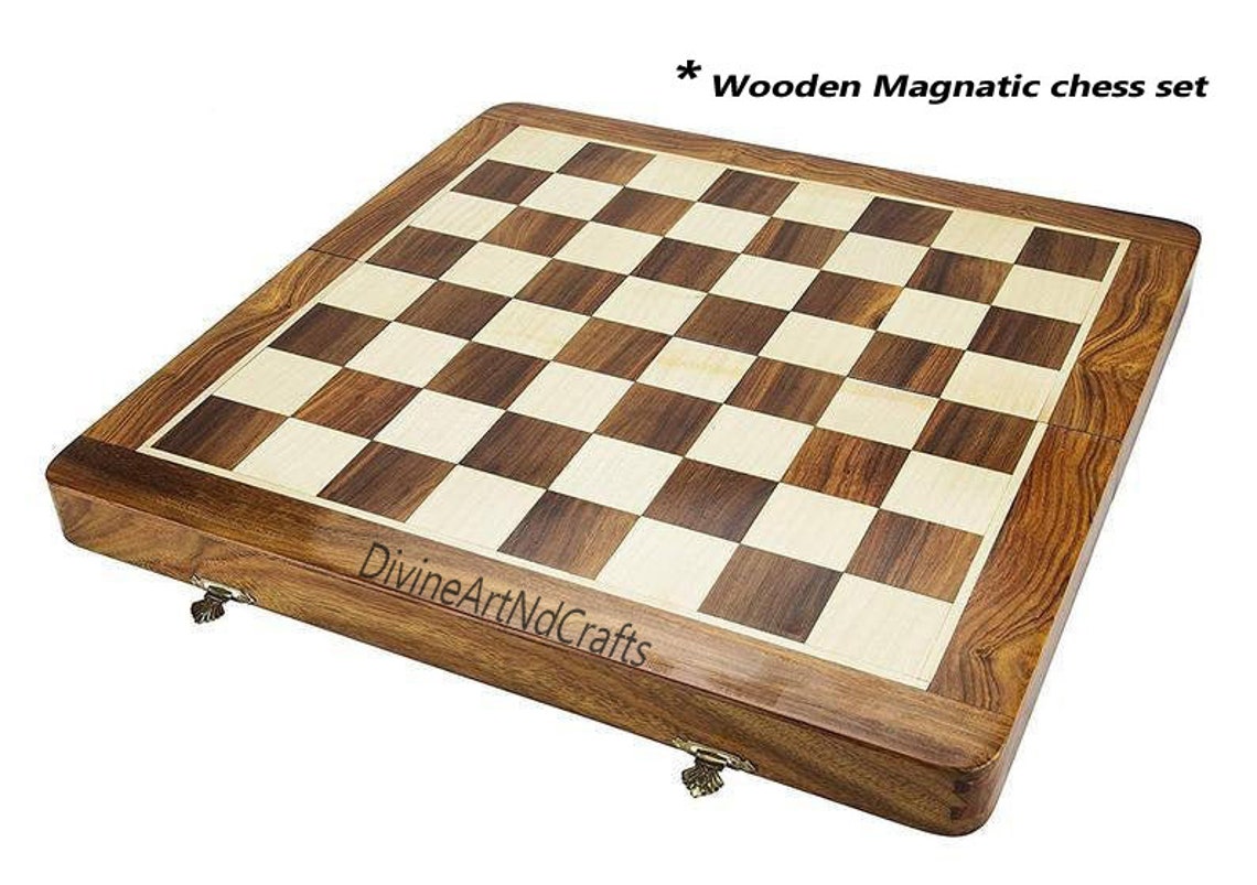 10 Wooden Chess Set Magnatic Chess Set With 2 Extra - Etsy