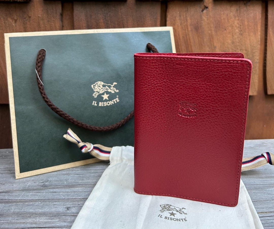 New Vintage IL Bisonte Passport Holder Notebook Cover Vegetable Tanned ...