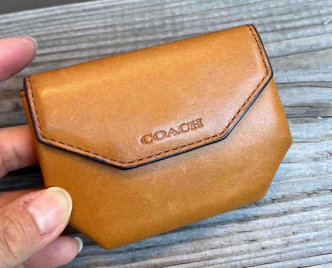Rare 90s Vintage Coach Putty Geometric Leather Coin Purse - Etsy
