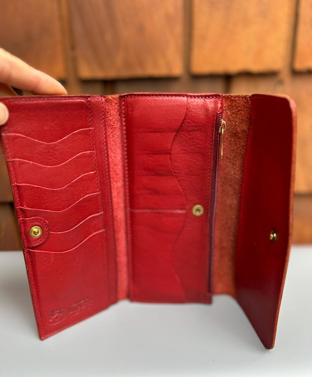 IL Bisonte Trifold Vegetable Tanned Italian Leather Red Wallet - Etsy