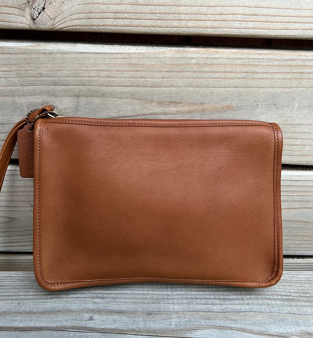 New, 80s Vintage Coach Zip Top Carry All Leather Clutch 9972, British ...