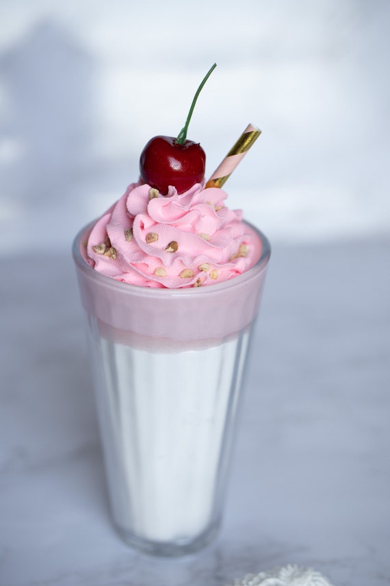 Faux Milk Shake Fake Whipped Topping Glass Glass With Fake - Etsy
