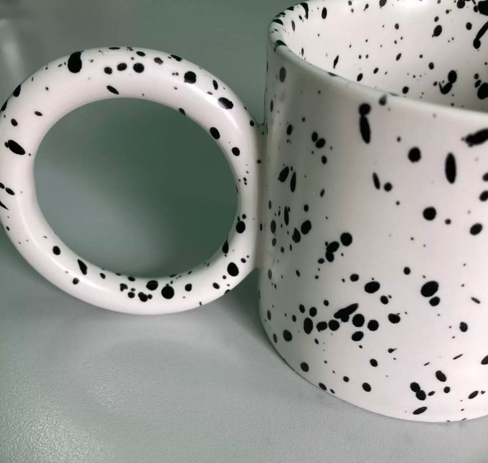 Round Large Ceramic Coffee Mug With Exaggerated Ring Shaped - Etsy