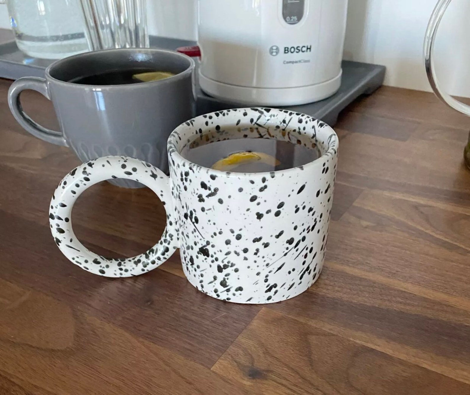 Round Large Ceramic Coffee Mug With Exaggerated Ring Shaped - Etsy