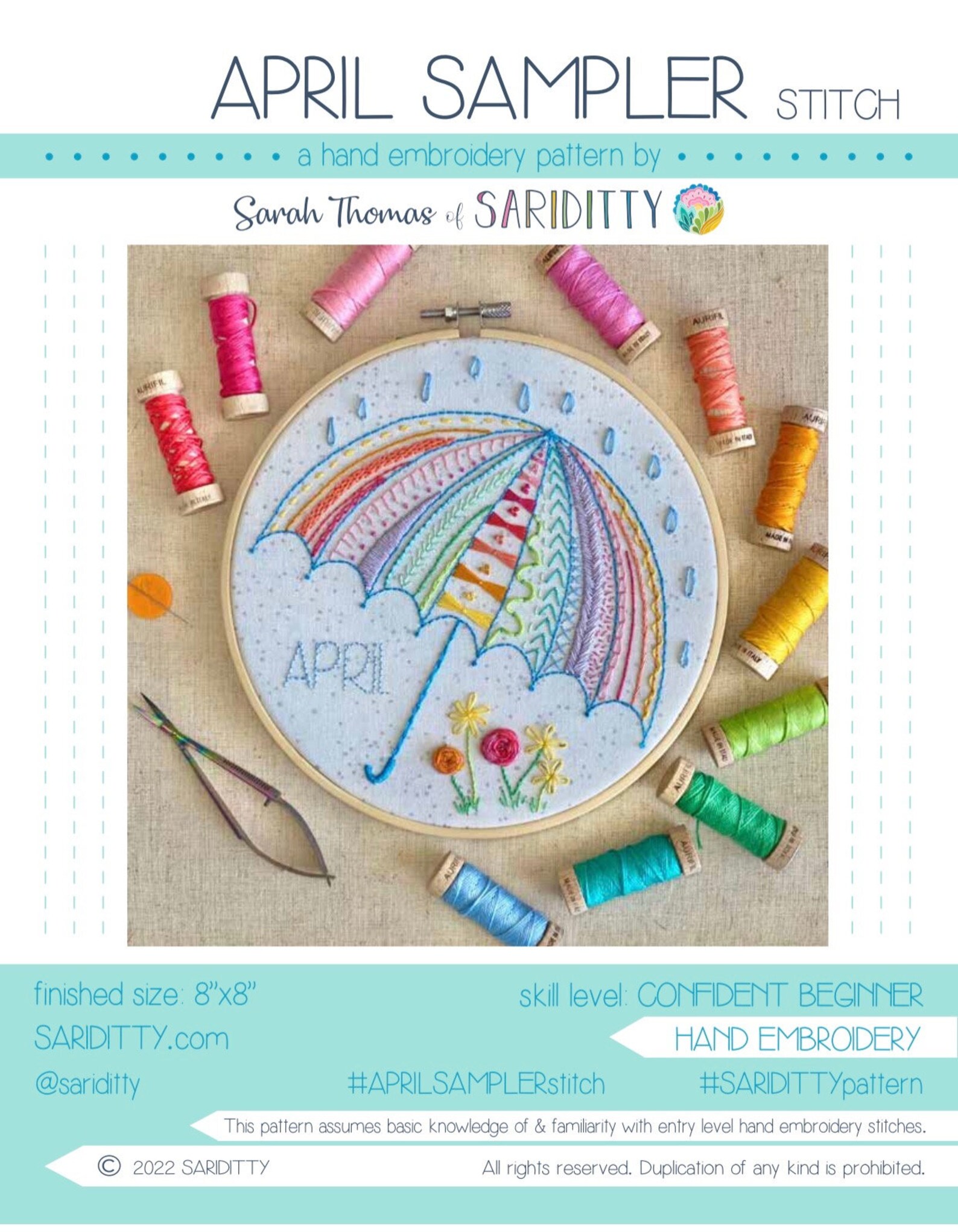 April Sampler Stitch PDF Pattern | Etsy