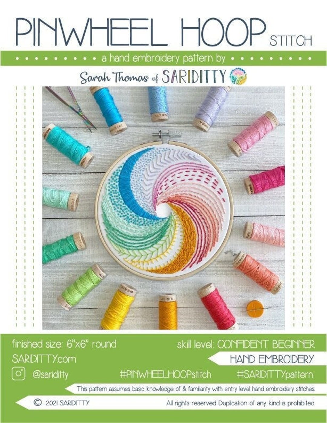 Pinwheel Hoop Stitch *PDF* Sampler Pattern - Etsy