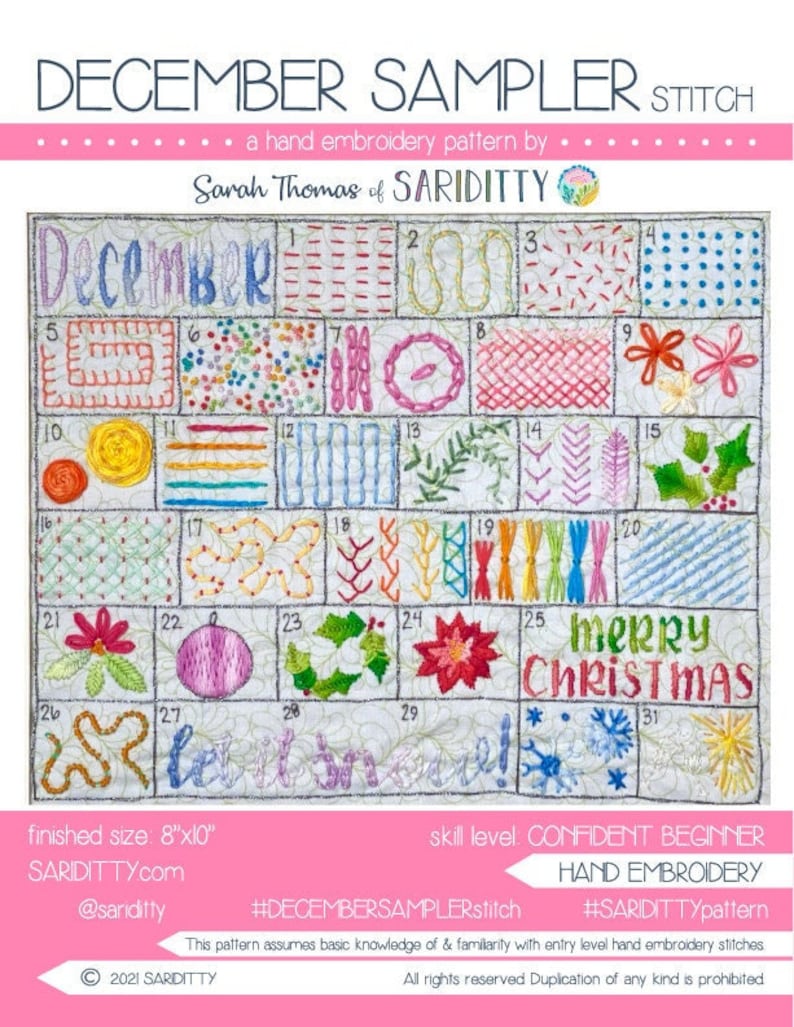 December Calendar Stitch PDF Pattern - Etsy
