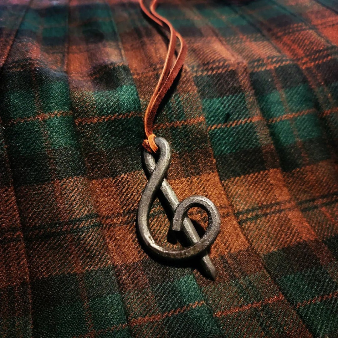 Hand Forged Treble Clef Pendant Necklace - Etsy