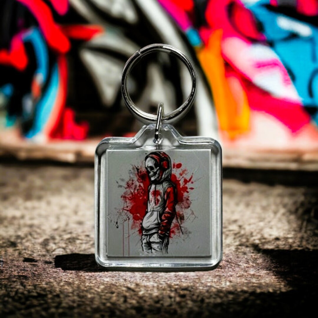 Acrylic Keychains With Modern Graphics, Featuring Skulls, Graffiti Art ...