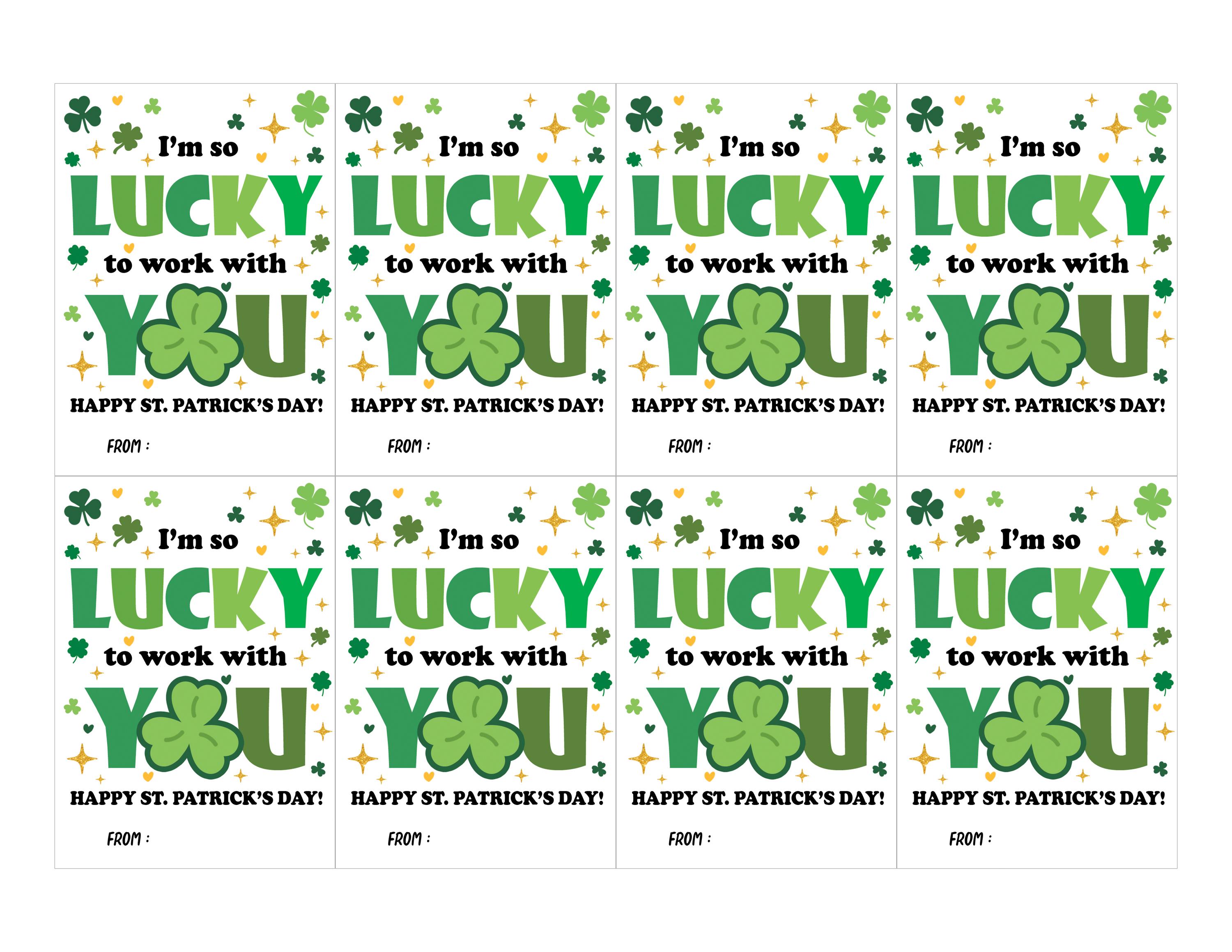St. Patrick's Day Gift Tags: Lucky to Work With You (printable) - Etsy