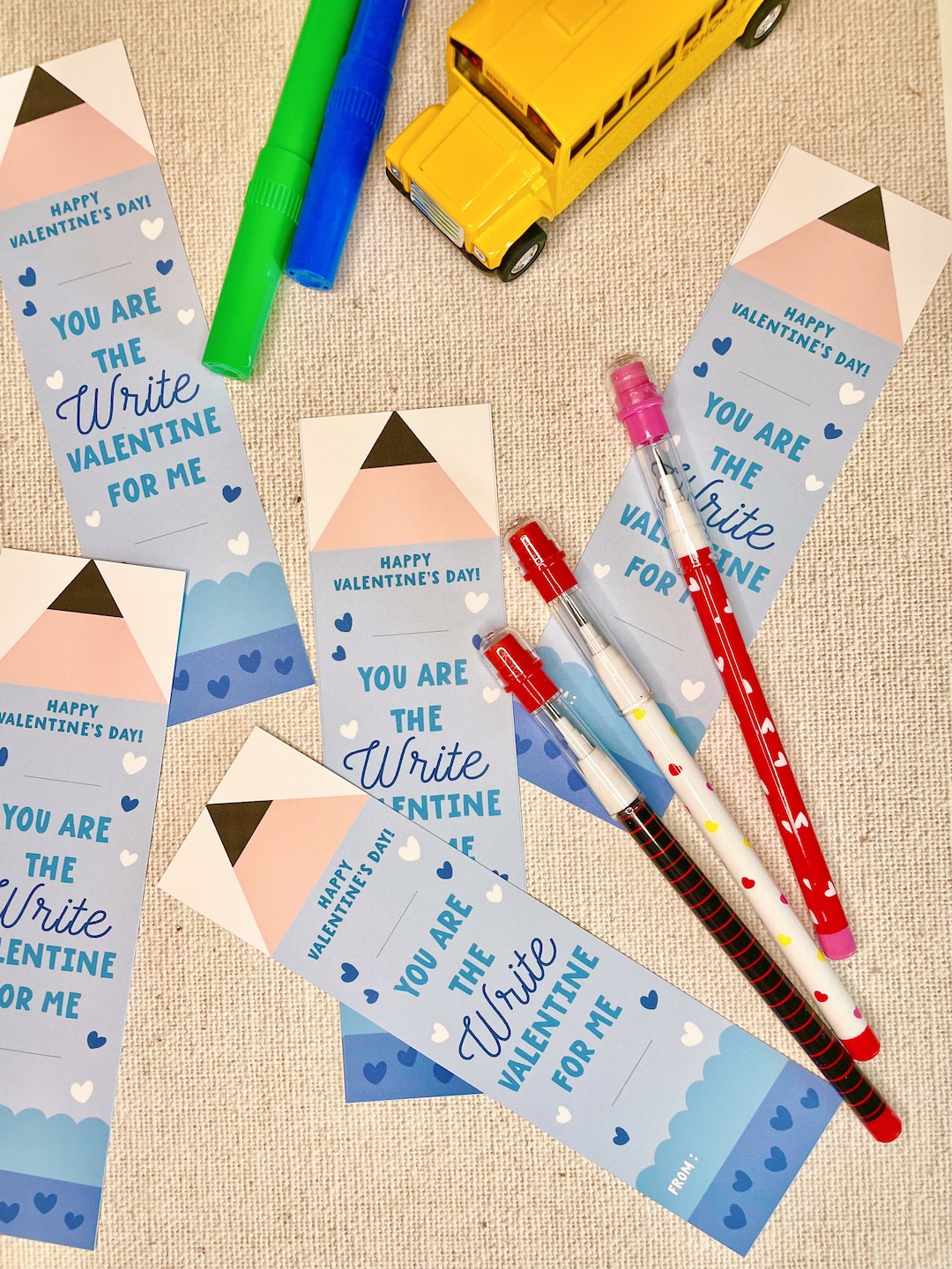 Valentine's Day Printable Pencil Cards, Pencil Classroom Valentines ...