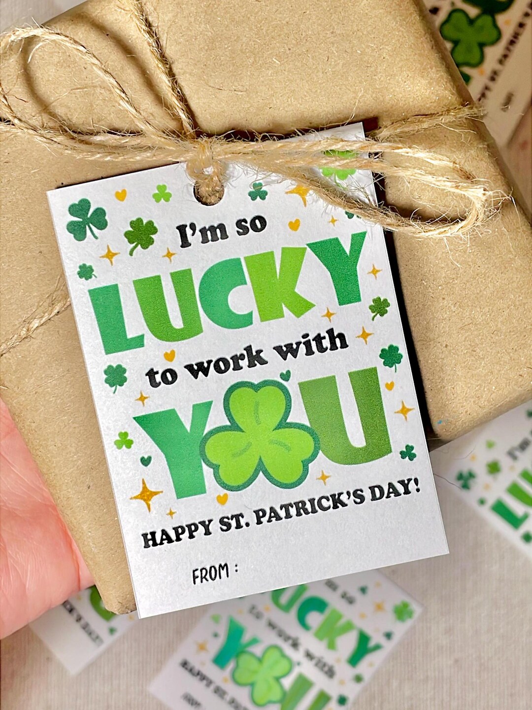 St. Patrick's Day Gift Tags: Lucky to Work With You (printable) - Etsy