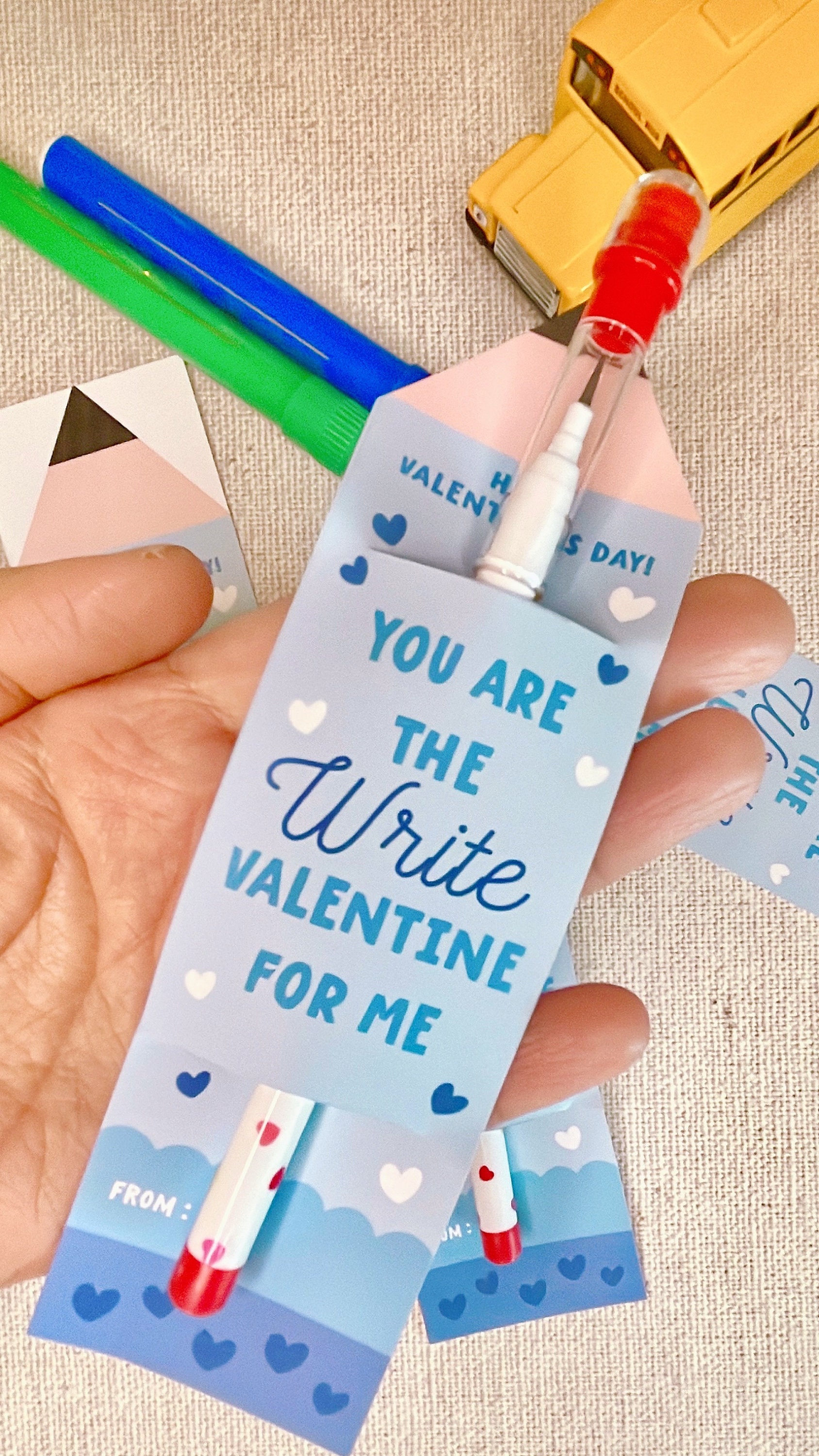 Valentine's Day Printable Pencil Cards, Pencil Classroom Valentines ...